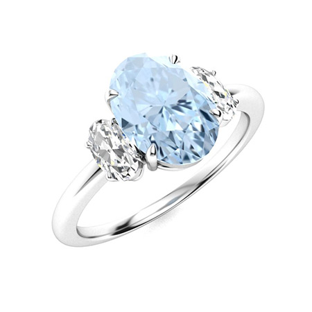 Karen Ring with Oval Aquamarine, VS Diamond | 2.0 carats Oval ...