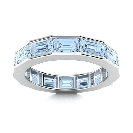 Lance Ring with Emerald cut Aquamarine | 4.58 carats Rectangle ...