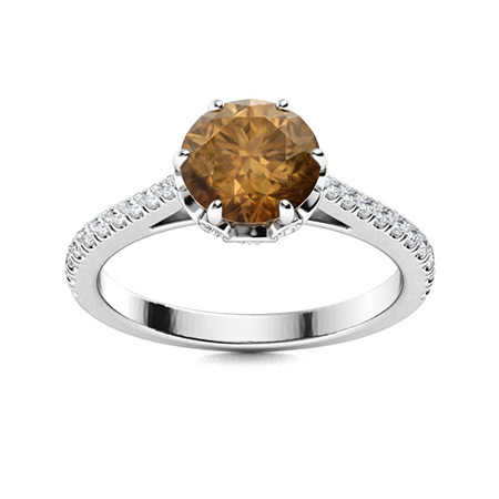 Tokunbo Ring with Round Brown Diamond, I Diamond | 1.42 carats Round ...