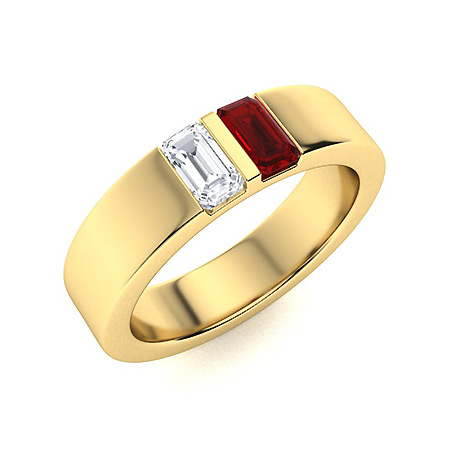 Trysta Men's Ring with Emerald cut Garnet, VS Diamond | 0.6 carats ...